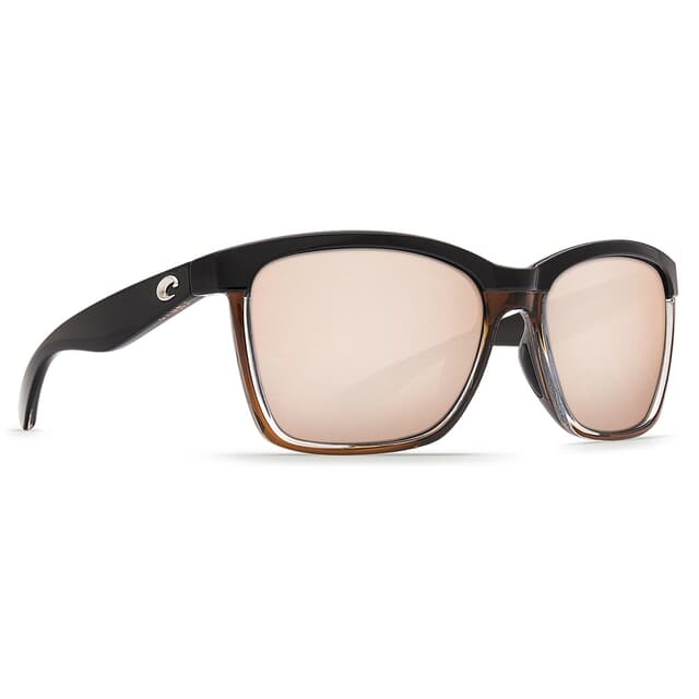 Costa Anaa Shiny Black on Brown Frame Sunglasses w/ Copper Silver ...