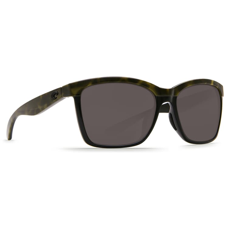 Costa Anaa Shiny Olive Tortoise on Black Frame Sunglasses w/ Gray 580P ...