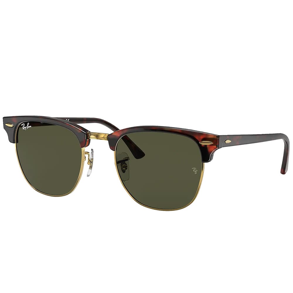Ray-Ban Clubmaster Tortoise & Gold/Arista Acetate Sunglasses w/Green ...