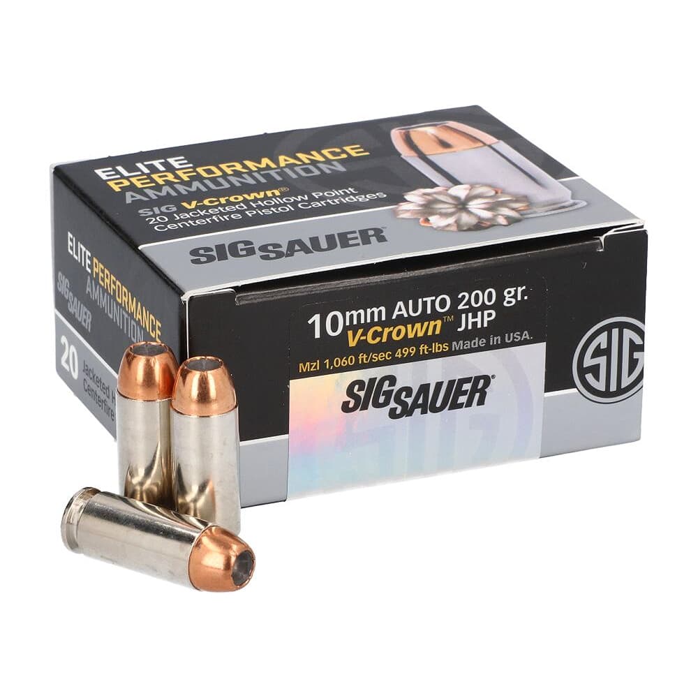Sig Sauer Ammo 10mm 200gr Elite V-Crown JHP 20/Box E10MM200-20 For Sale ...
